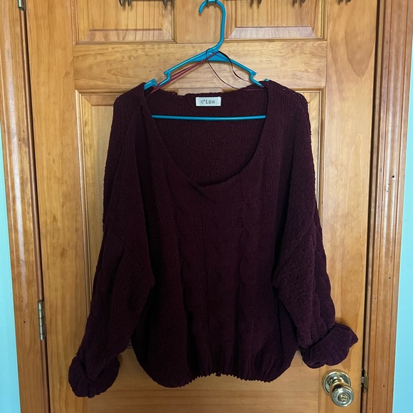 Sweaters | Maroon Chunky Cable Sweater | Poshmark